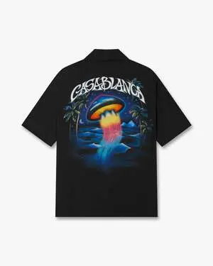 Casablanca Sahara Twilight Short Sleeve Silk Shirt - Black