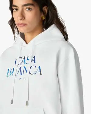Casablanca Meduse Stacked Logo Hooded Sweatshirt - White