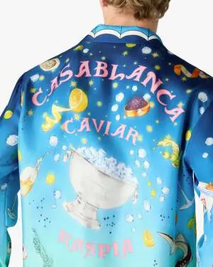 Casablanca Blue Gradient Casa Kaspia New York Long Sleeve Silk Shirt