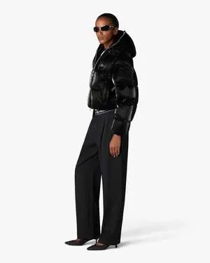 Casablanca Lacquered Cropped Nylon Puffer Down Jacket