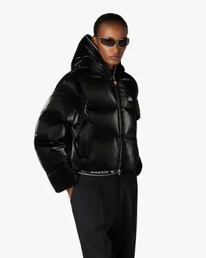 Casablanca Lacquered Cropped Nylon Puffer Down Jacket