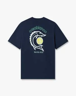 Casablanca Navy Casa Kaspia New York Tennis Club Short Sleeve T-shirt - Multicolor