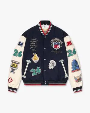 Casablanca Nfl Paris Game Leather Varsity Jacket