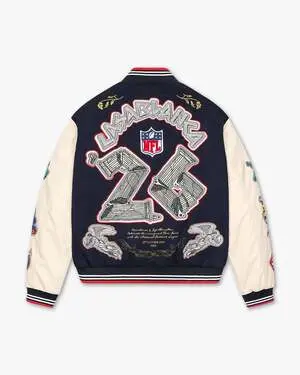 Casablanca Nfl Paris Game Leather Varsity Jacket
