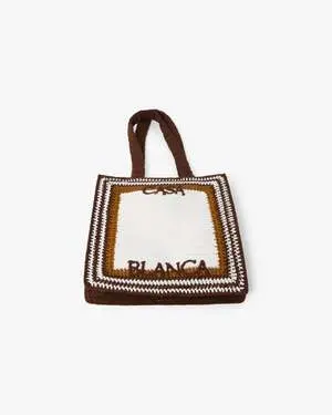 Casablanca White & Brown Crochet Bag By