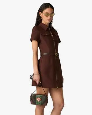 Casablanca Dark Brown Monogram Crossbody Bag By