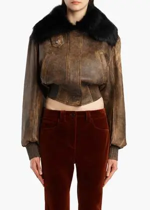 Khaite Rocco Jacket In Leather With Shearling
