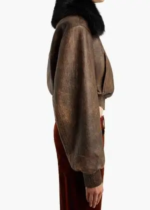 Khaite Rocco Jacket In Leather With Shearling