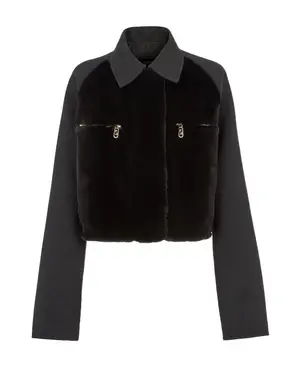 FENDI Black Wool And Mink Jacket