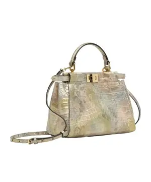 Fendi Florentine Paper Multicolour Metallic Crocodile Leather Bag