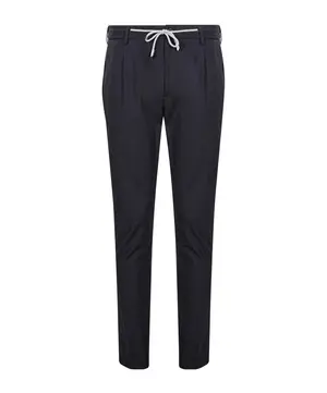 Eleventy Drawstring Pleated Trousers - Black