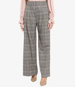 SEMICOUTURE Plaid Wide-leg Casual Trousers