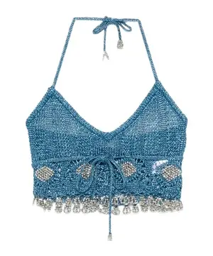 Rabanne Halterneck Embellished Top