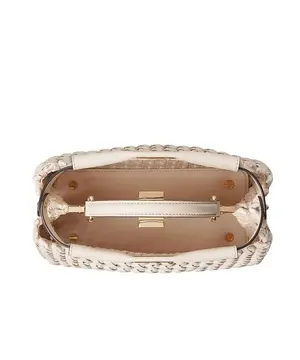 Fendi Camellia Interlaced Leather Bag - White
