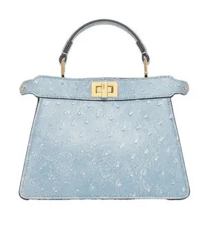 Fendi Denim-effect Ostrich Leather Bag