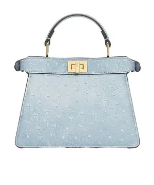 Fendi Denim-effect Ostrich Leather Bag