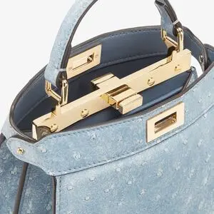 Fendi Denim-effect Ostrich Leather Bag