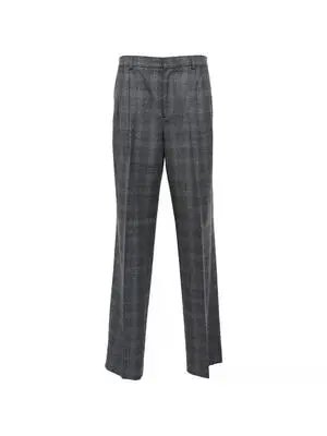 Celine Plaid Straight-leg Trousers - Grey