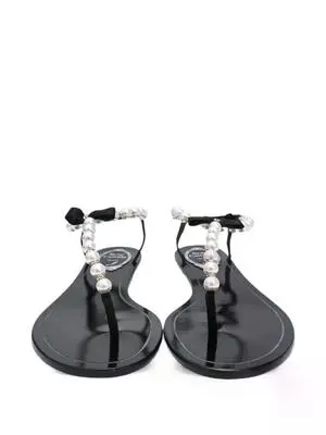 Rene Caovilla Faux Pearl-embellished Flat Sandals