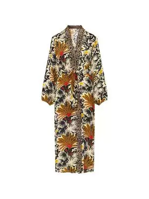 Anjuna Chiara Mixed-print Tied-waist Kimono - Neutrals