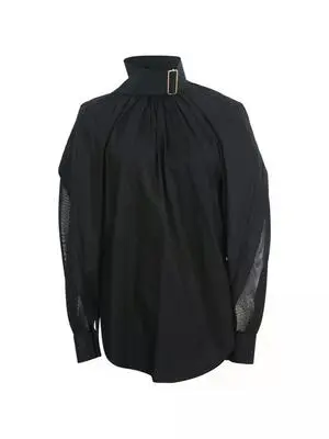 Fendi High-neck Mesh-panelled Shirt - Black