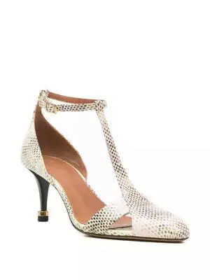 Chloé Cleia Snakeskin-effect Sandals - Neutrals