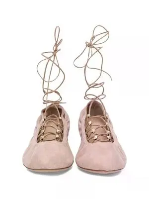 Valentino Garavani Pointed-toe Wrap-up Ballet Flats - Neutrals