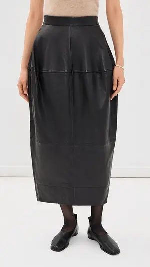 RÓHE Sculptural Lambskin Leather Skirt