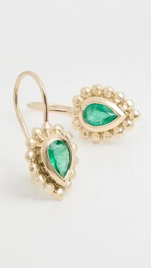 Zoe Chicco 14k Bezel Set Pear Emerald Drop Earrings