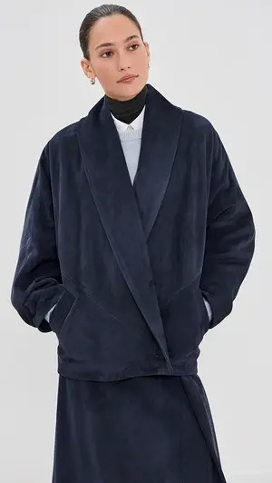Co Suede Wrap Jacket - Navy
