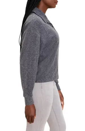 NIC+ZOE Cozy Cable Button Placket Top - Charcoal