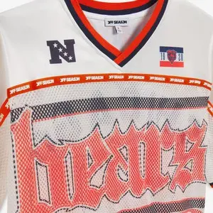 OFF SEASON Chicago Bears Cropped Mesh V-neck Top