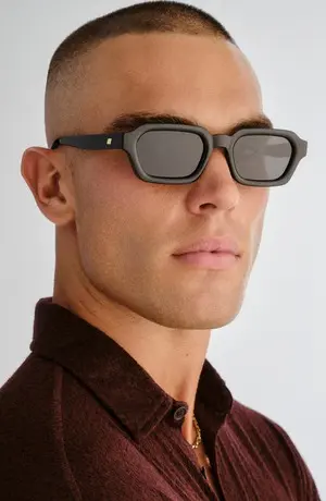 Le Specs Tension 53mm Polarized Square Sunglasses - Black/smoke Mono Polarized