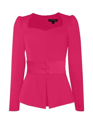 TIA DORRAINE Fitted Sweetheart Blouse, Hot - Pink