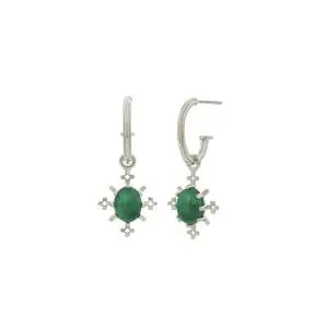 Zoë & Morgan Farah Hoops Sterling Silver, Emerald - Silver/green
