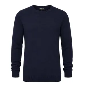 SERRAN LONDON Crewneck Wool Jumper Navy - Blue