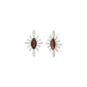 Zoë & Morgan Sister Stud Sterling Silver, Rhodalite Garnet - Silver/red