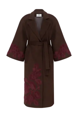 ANNABO Ashen Rose Embroidered Wool & Cashmere Coat