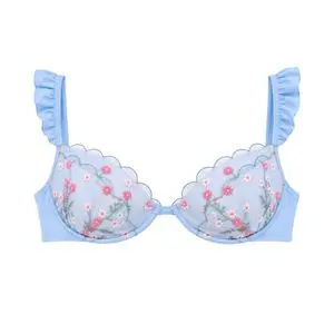 IVY SWIMWEAR Sirena In Light Scallop Lace Bikini Top - Blue