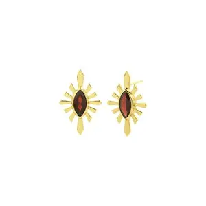 Zoë & Morgan Sister Studs Gold Vermeil, Rhodolite Garnet - Gold/red