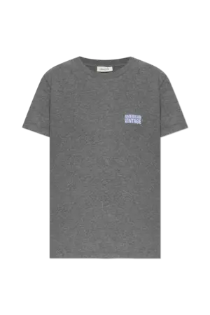 American Vintage Cotton T-shirt With Printed Logo - Grey