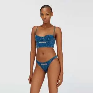 DIESEL® Bustier Top In Denim-effect Cotton