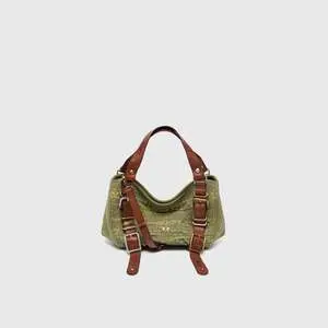 DIESEL® D-one-small Top-handle Bag In Distressed Canvas And Leather - Green