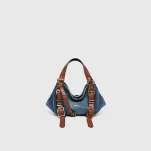 DIESEL® D-one-small Top-handle Bag In Denim And Leather - Blue