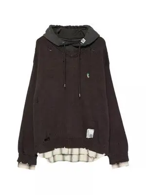 Mihara Yasuhiro Distressed Layered-hoodie Sweater - Grey