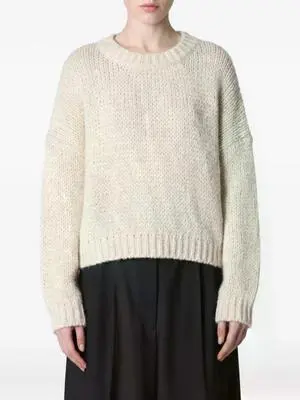 ROBERTO COLLINA Chunky-knit Drop-shoulder Sweater - Neutrals