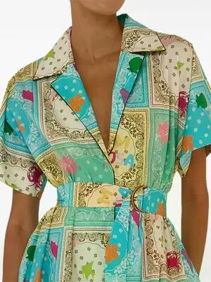 PALM. NOOSA Belted Patchwork-print Dress