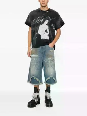 SEKRIT Graphic-print Distressed T-shirt