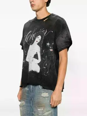 SEKRIT Graphic-print Distressed T-shirt