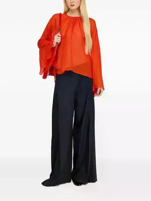 SEMICOUTURE Ceara Pleated Palazzo Pants - Blue